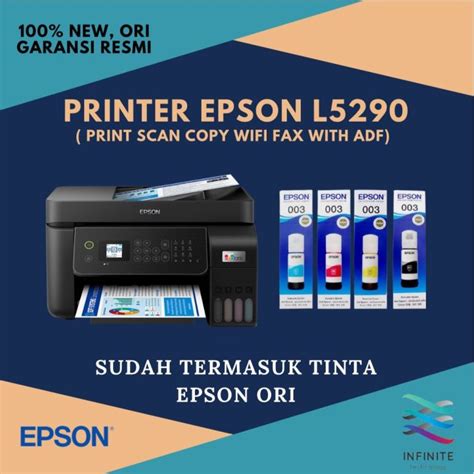 Printer Epson L5290 L 5290 Original Ink Wifi Fax All In One Printer With Adf Original Ink