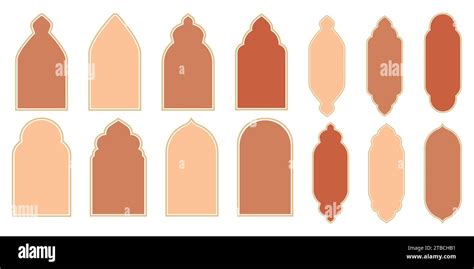 Set Islamic Arch Frames Minimal Boho Borders Windows Arabic Isolated