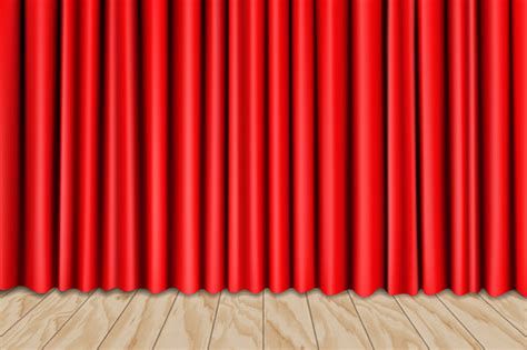 나무 바닥과 빨간 커튼이 있는 극장 무대 무대 현실적인 3d 벡터 그림입니다 뒤에 대한 스톡 벡터 아트 및 기타 이미지 뒤 엿봄 커튼 Istock