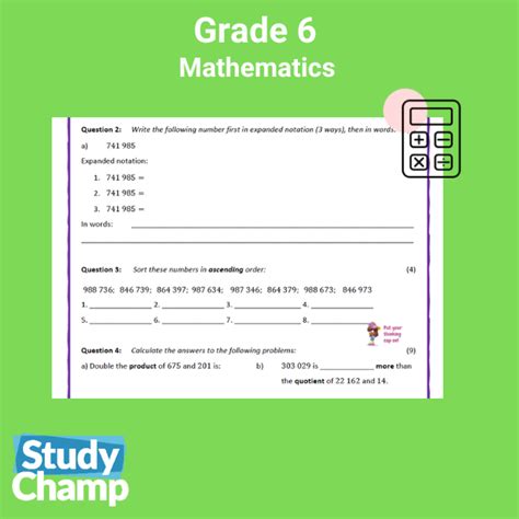Grade 6 Mathematics Exam Revision Paper 1 • Teacha