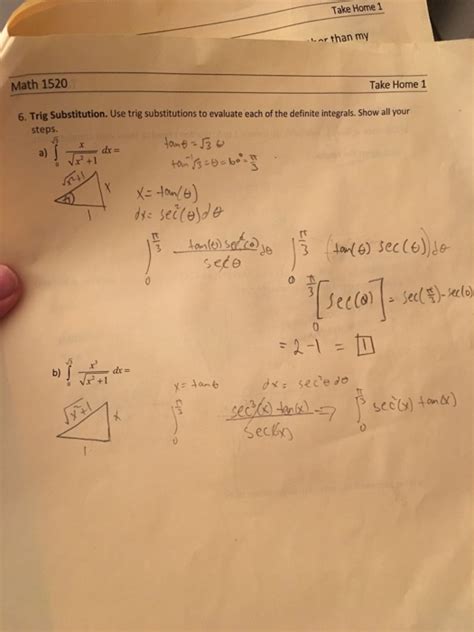 Solved Use Trig Substitutions To Evaluate Each Of The