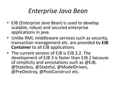 Enterprise Java Bean Pptx Web Development Internet