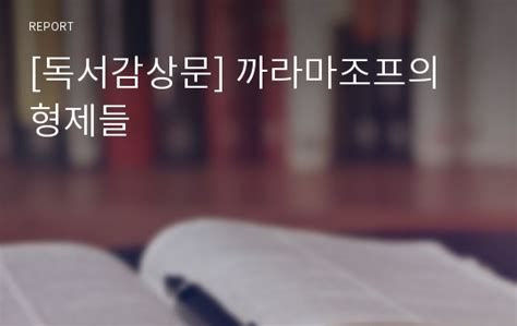 독서감상문 까라마조프의 형제들 레포트