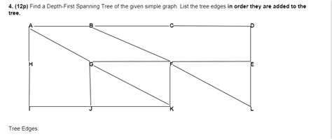 Solved 4 12p Find A Depth First Spanning Tree Of The