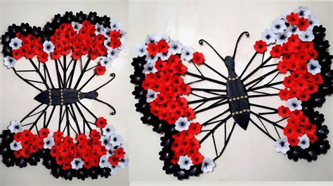 A4 වලින් ලස්සන බිත්ති සැරසිලි නිර්මාණයක් හදමු Butterfly Wall Hanging With Paper Flowers