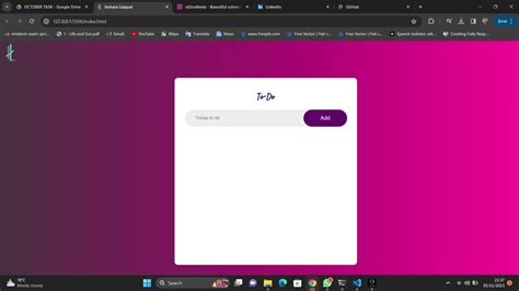 Inshara Liaquat On Linkedin Internship Webdevelopment Website Todo