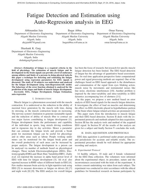 Pdf Fatigue Detection And Estimation Using Auto Regression Analysis