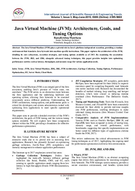 Pdf Java Virtual Machine Jvm Architecture Goals And Tuning Options