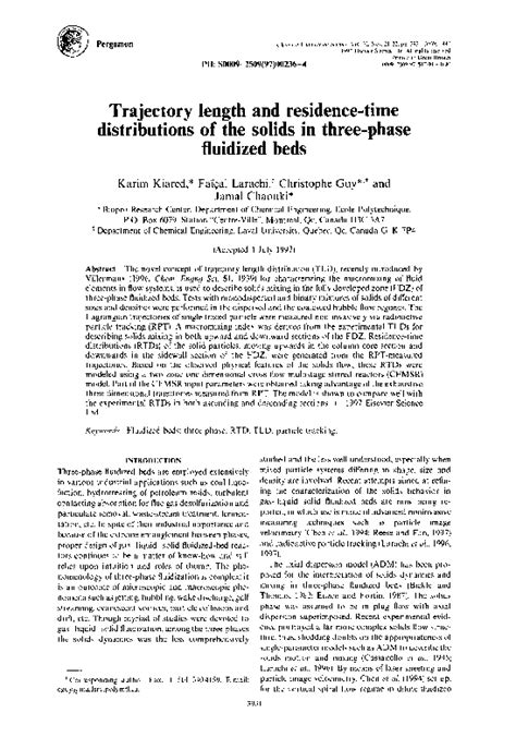 Pdf Trajectory Length And Residence Time Distributions Of The Solids