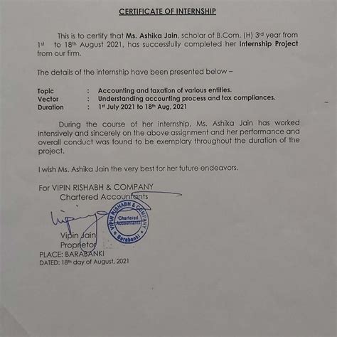 Successfullycompleted Internship Experience Ashika Jain