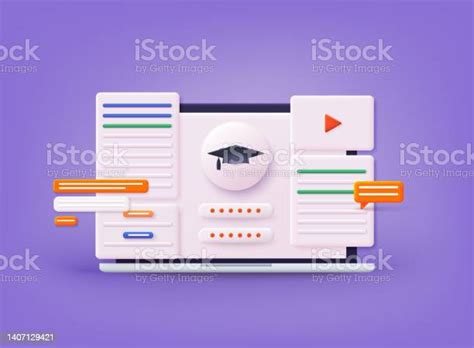 웹 사이트에 온라인 교육 응용 프로그램 학습 열린 페이지가 있는 컴퓨터입니다 3d 벡터 일러스트레이션 교실에 대한 스톡 벡터