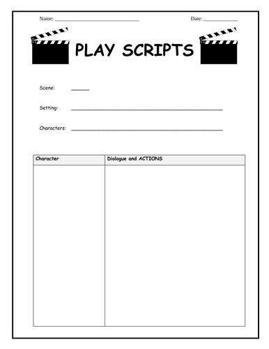 Play Script Writing Template By Lresources4teachers Teaching Resources