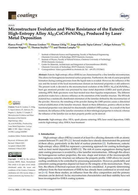 Pdf Microstructure Evolution And Wear Resistance Of The Eutectic High