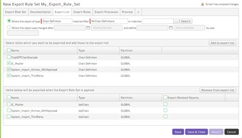 Working With Export Rule Sets