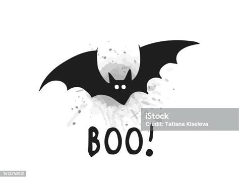 할로윈 2022 10 월 31 과자 안 주면 장난칠 거예요 벡터 손으로 그린 낙서 스타일 회색 수채화의 배경에 글자가있는 박쥐의 실루엣이 튀어 나옵니다 부 0명에 대한 스톡