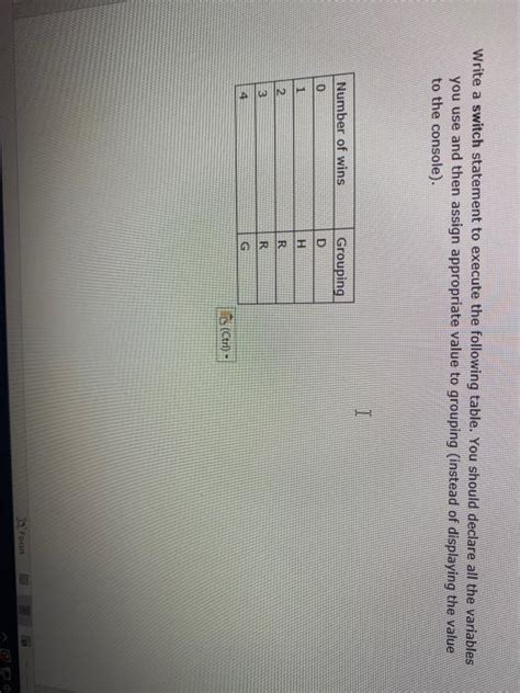 Write A Switch Statement To Execute The Following