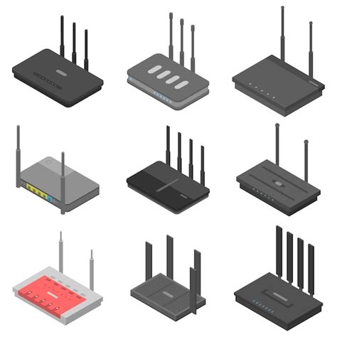 Premium Vector Router Icons Set Isometric Style