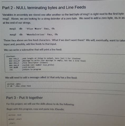 Solved Part 2 ﻿null Terminating Bytes And Line