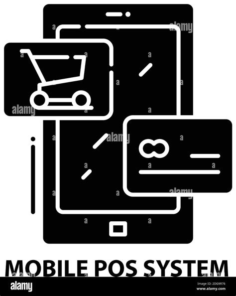 Mobile Pos System Icon Black Vector Sign With Editable Strokes Mobile Pos System Icon Black Vector Sign With Editable Strokes
