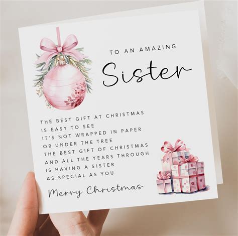 Sister Christmas Card With Versepoem Traditional Christmas Tree Design