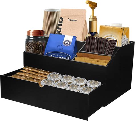 Kahve İstasyonu Düzenleyici Kahve Barı Essentials Çeşni Saklama Çekmeceleri Kahve Barı Tezgah