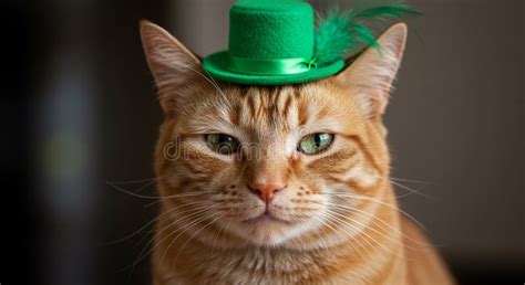 Funny Close Up Of A Cat Wearing A Tiny Hat Stock Illustration