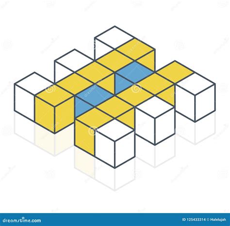 Abstract Cube Vector Shape Outlined Isometric Brand Of Scientific Institution Minimalistic