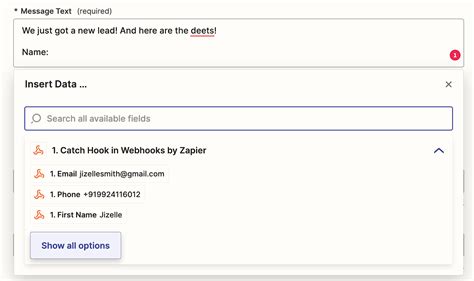 send a slack notification from a webhook zapier
