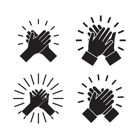 Four Black Silhouette Icons Of Clapping Hands Applause 72530484 Vector