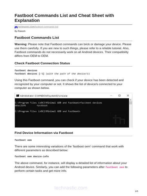 Fastboot Commands List Pdf