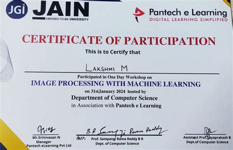 Completed A Hands On Workshop On Image Processing With Pantechelearning