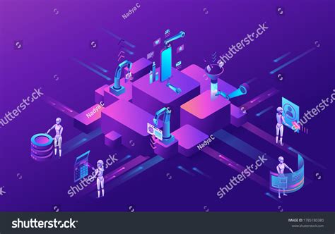 Robotic Process Automation Concept Robots Working Stock Vector Royalty Free 1785180380