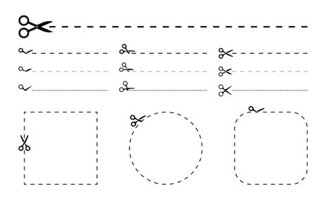 Premium Vector Set Of Scissors With Cut Lines Black Scissors Cutting