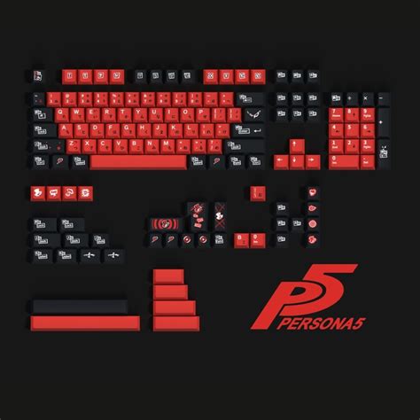 Persona 5 Game Keycaps Set Japanese Red Black Keysium