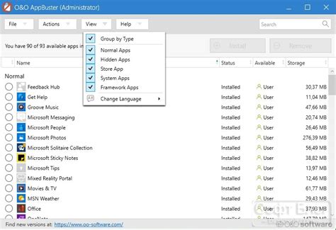 Удаление стандартных приложений Windows 10 скачать Oando Appbuster