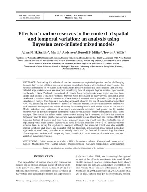 Pdf Effects Of Marine Reserves In The Context Of Spatial And Temporal Variation An Analysis