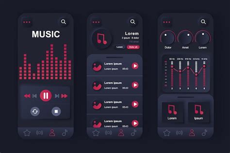 Premium Vector Music Player Concept Neumorphic Templates Set Player
