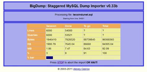 importer un gros fichier sql lecoindunet