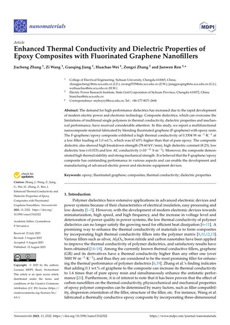 Pdf Enhanced Thermal Conductivity And Dielectric Properties Of Epoxy