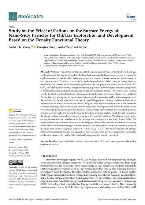 Pdf Study On The Effect Of Cations On The Surface Energy Of Nano Sio2