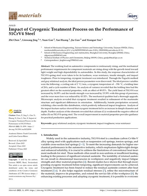 Impact Of Cryogenic Treatment Process On The Perfo Pdf Heat