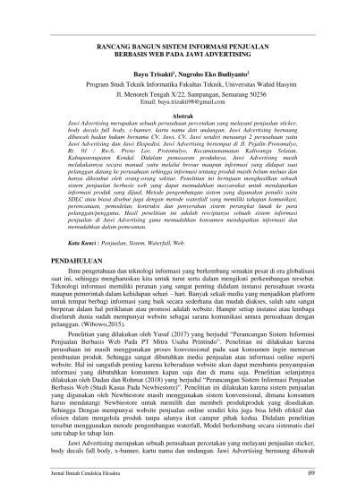 Rancang Bangun Sistem Informasi Penjualan Berbasis Web Pada Jawi Advertising
