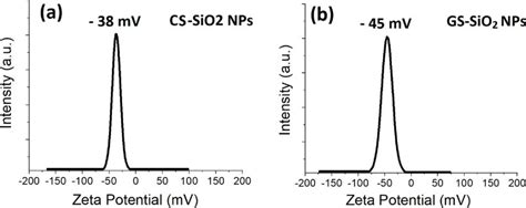 Zeta Potential For A Cs Sio 2 Nps And B Gs Sio 2 Nps Download