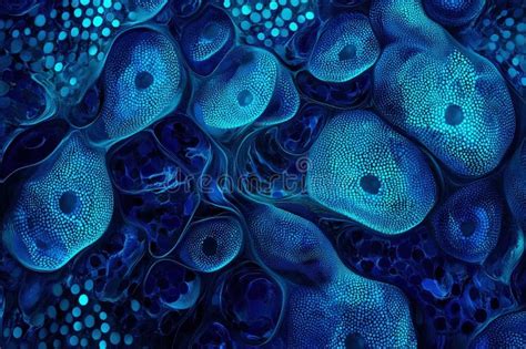 Abstract Blue Organic Cell Pattern With Glowing Structure Stock Image Image Of Microscopic