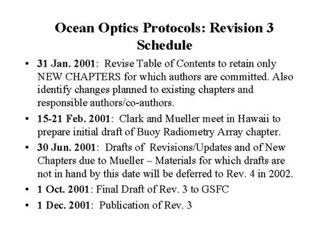 Ocean Optics Protocols For Satellite Ocean Color Sensor