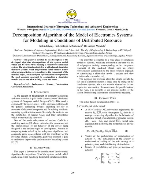 Pdf Decomposition Algorithm Of The Model Of Electronics Systems For