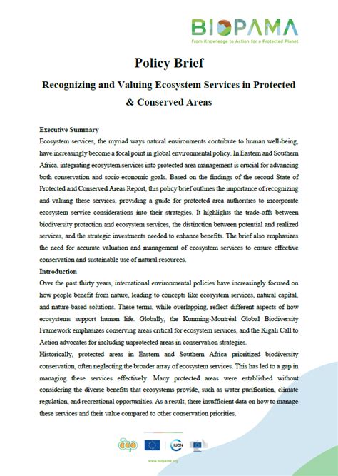 Recognizing And Valuing Ecosystem Services In Protected And Conserved