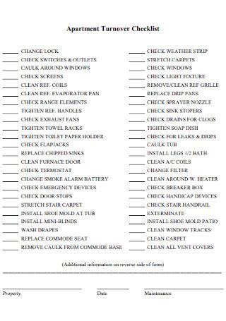 21 Free Turnover Checklist Samples To Download