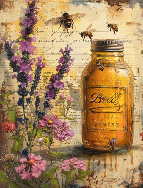 56 Bees And Honey Printable Art Collection Free Download Honey Art