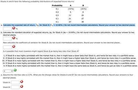 Solved Stocks A And B Have The Following Probability Chegg Com